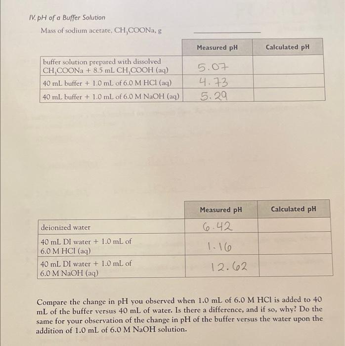 PRELAB pH and Buffers NAME || DATE SECTION 1. Which | Chegg.com