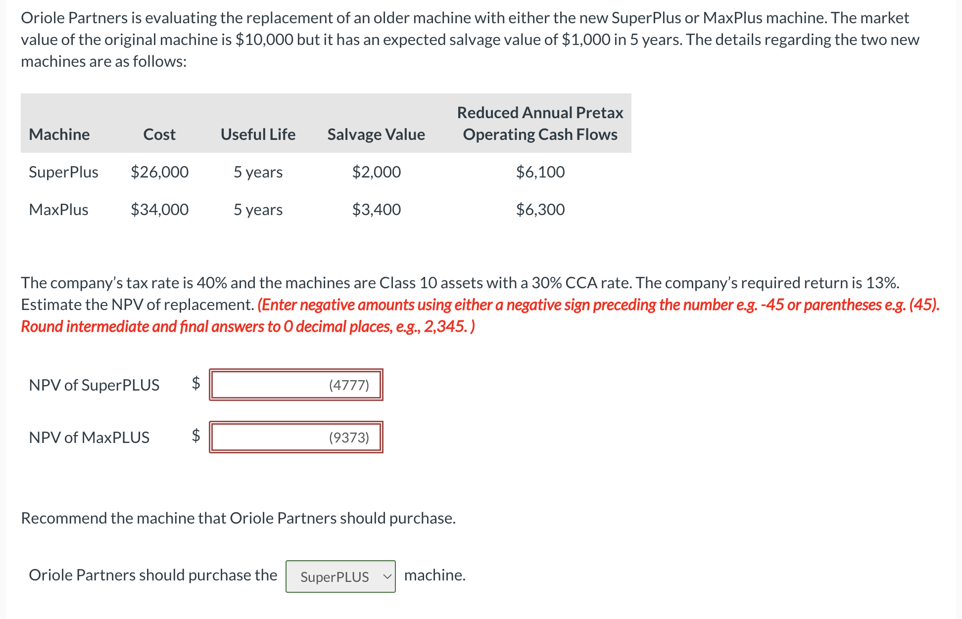 Solved Oriole Partners is evaluating the replacement of an | Chegg.com