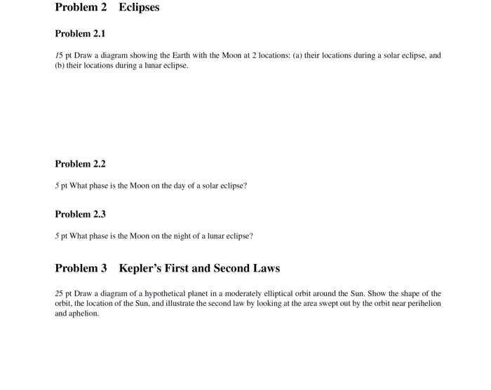 Solved Problem 2 Eclipses Problem 2.1 15 pt Draw a diagram | Chegg.com