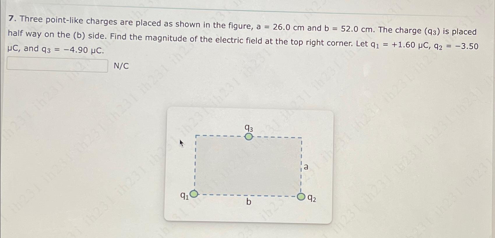 Solved Three point-like charges are placed as shown in the | Chegg.com