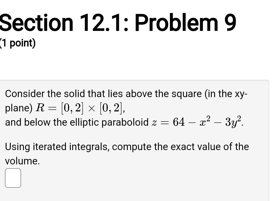 Solved Section 12.1: Problem 10 (1 point) Find the average | Chegg.com