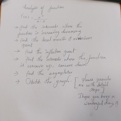 Solved Analysis of functionf(x)=x2x-3→ ﻿find the intervali, | Chegg.com