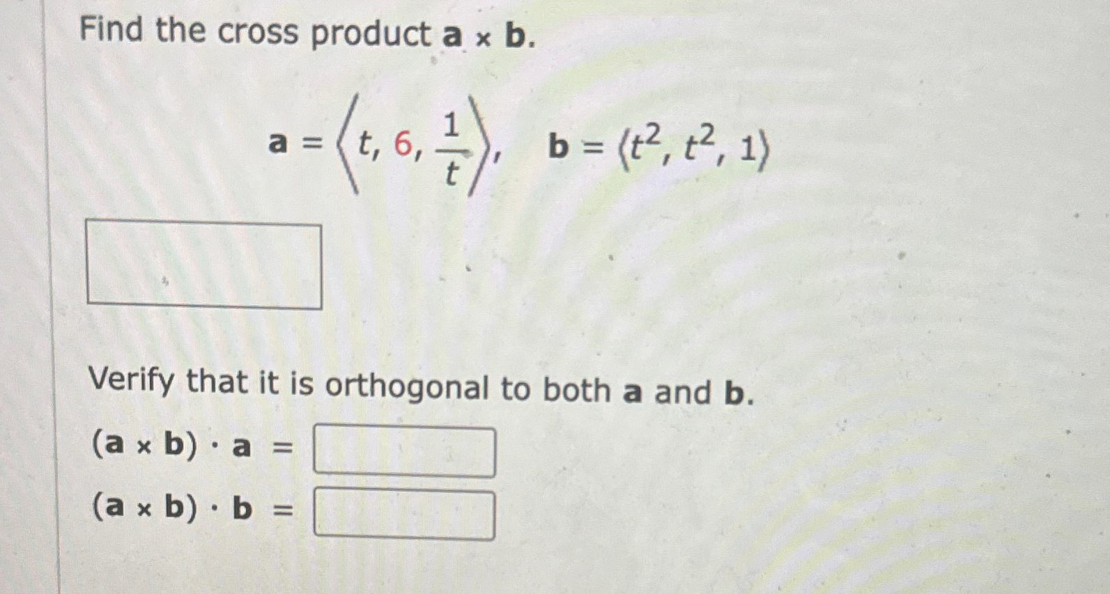Solved Find the cross product | Chegg.com