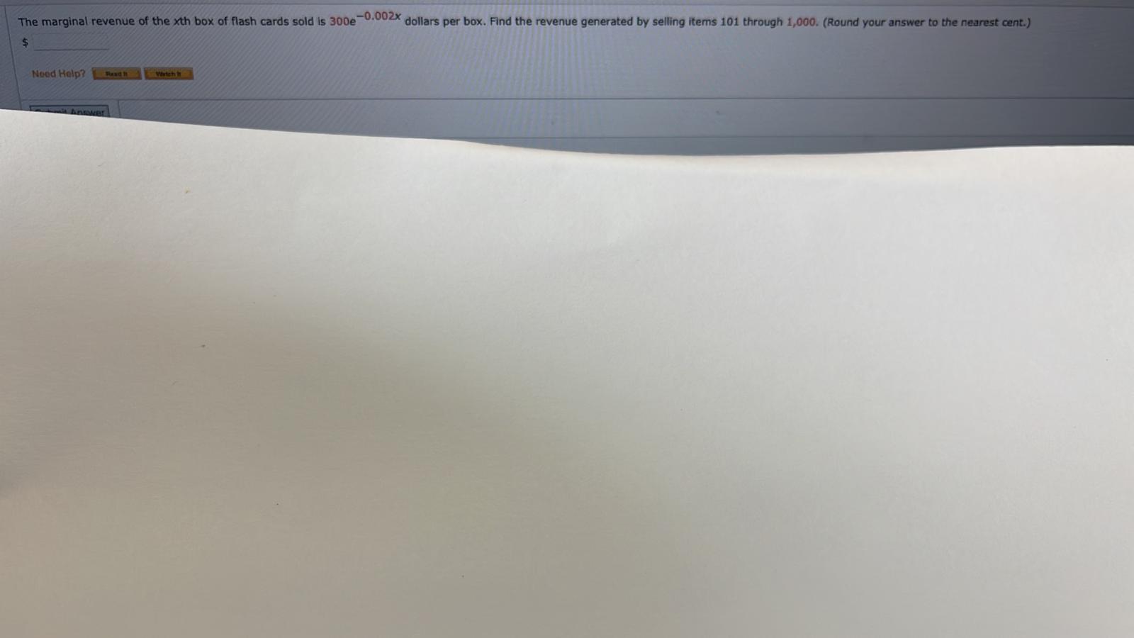 Solved The marginal revenue of the x ﻿th box of flash cards | Chegg.com