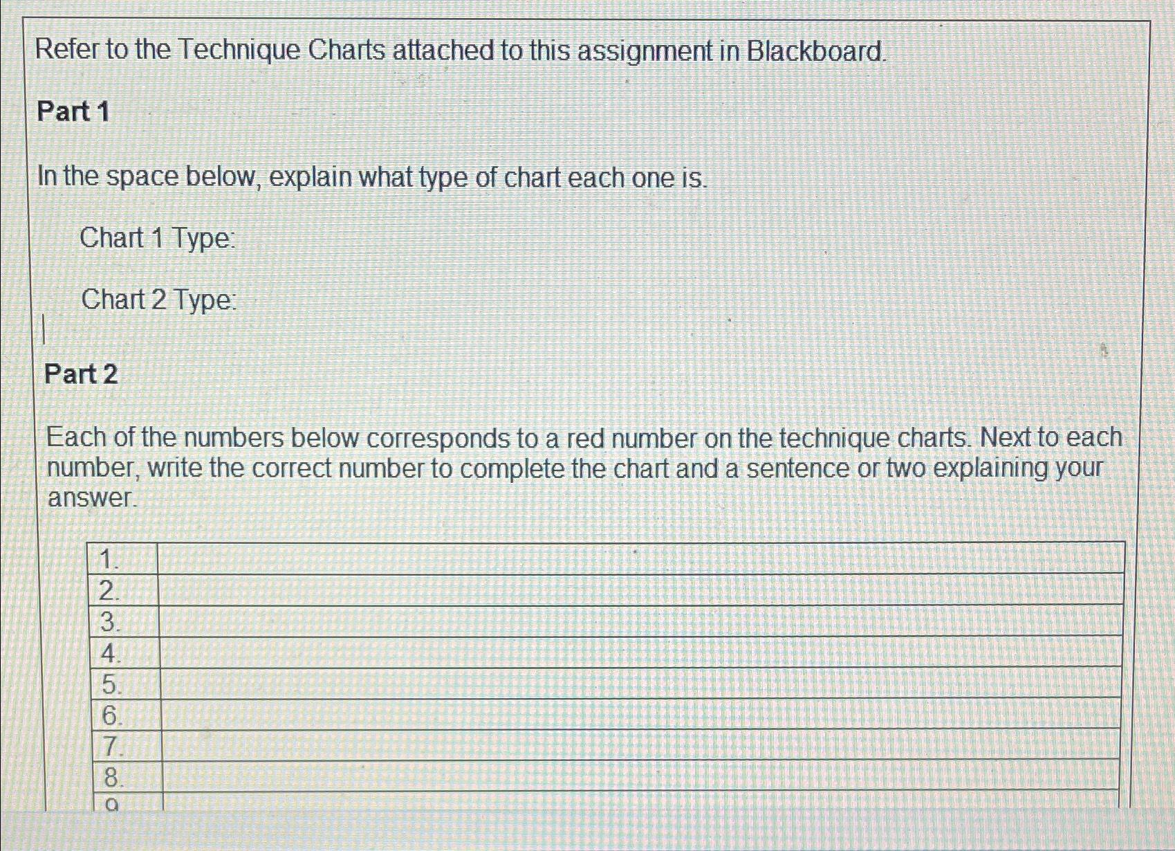 Refer to the Technique Charts attached to this | Chegg.com
