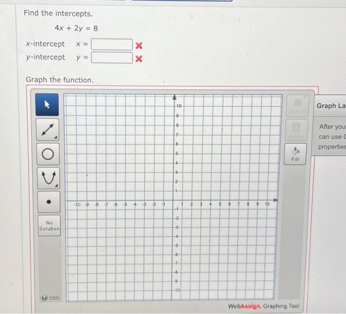 Solved Find the intercepts. 4x+2y=8 x-intercept x= | Chegg.com