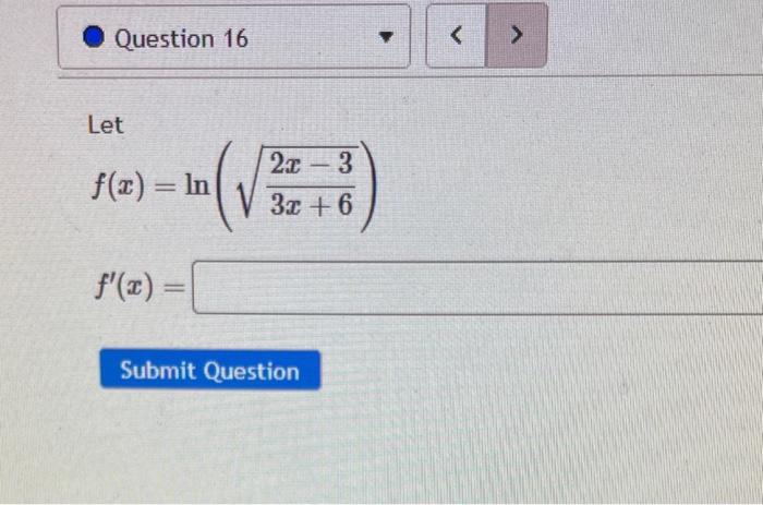 Solved Let f(x)=ln(3x+62x−3) | Chegg.com