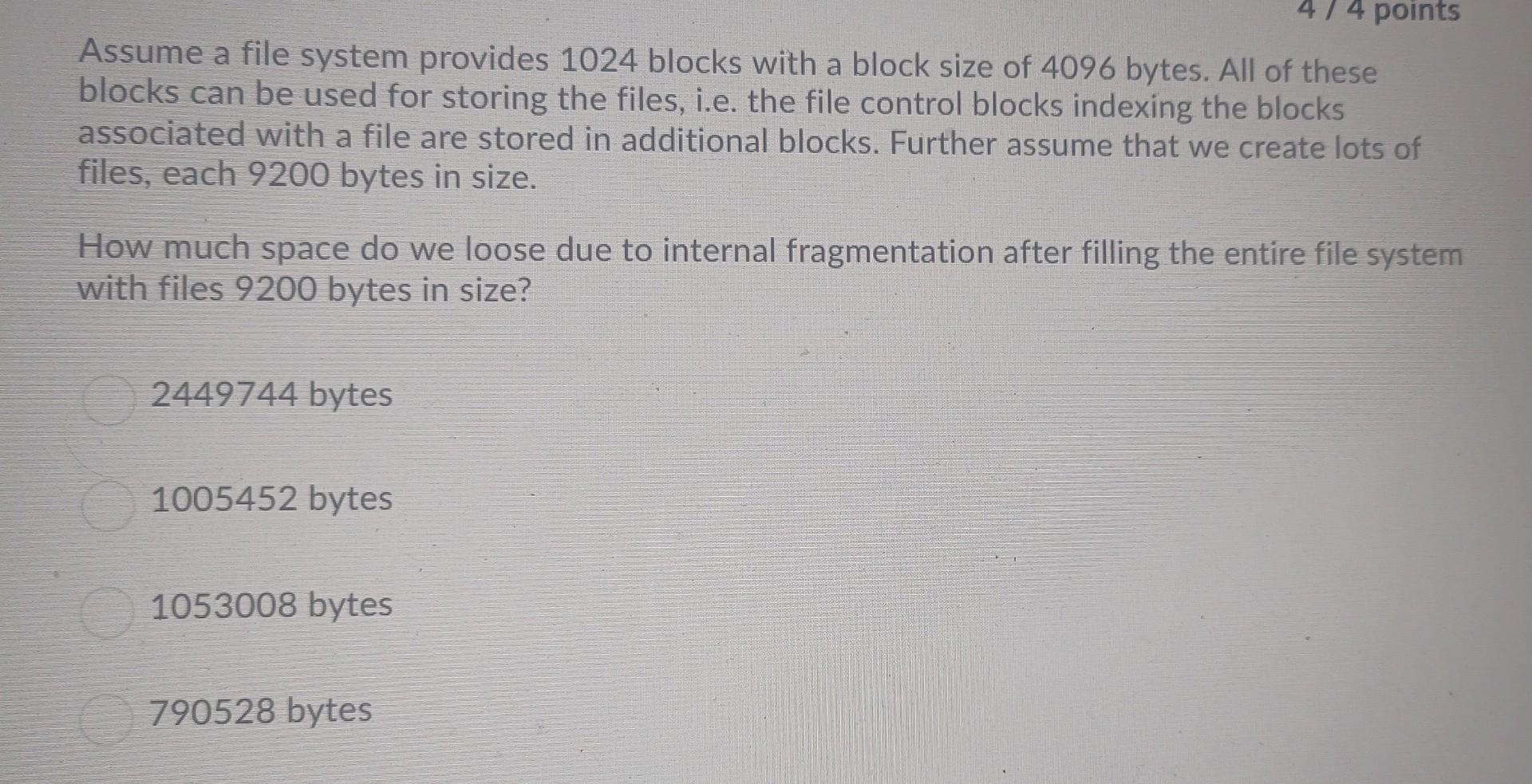 Solved Assume a file system provides 1024 blocks with a | Chegg.com