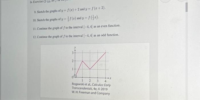 9. Sketch the graphs of y=f(x)+2 and y=f(x+2). 10. | Chegg.com