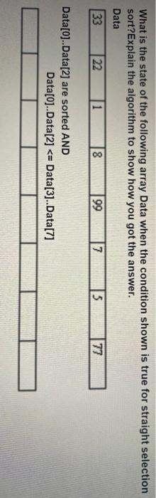 Solved what is the state of the following array Data when | Chegg.com