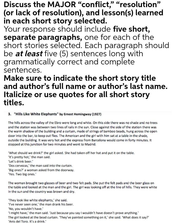 Solved Discuss the MAJOR “conflict,” “resolution" (or lack | Chegg.com