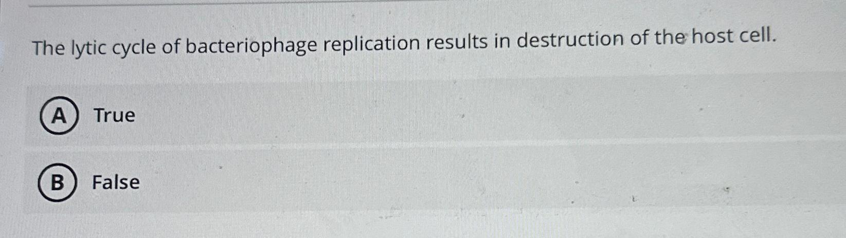 The lytic cycle of bacteriophage replication results | Chegg.com