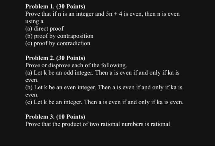 Solved Problem 1 30 Points Prove That If N Is An Integer 5881