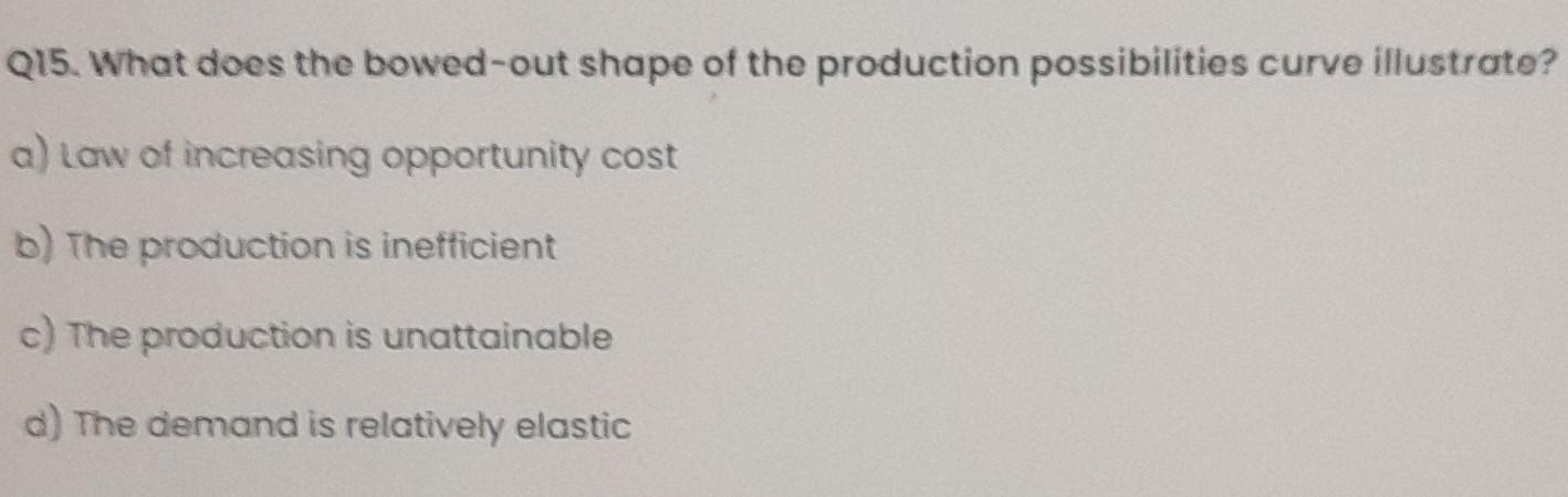 Solved Q15. What does the bowed-out shape of the production | Chegg.com