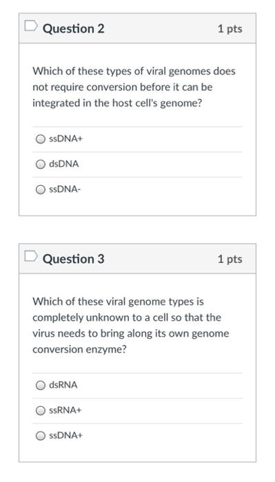 Solved Question 2 1 pts Which of these types of viral | Chegg.com