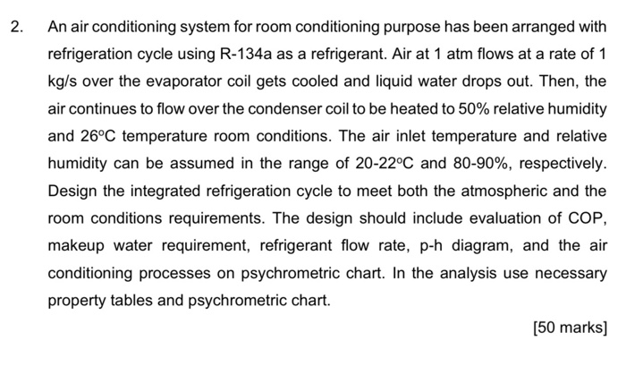 Solved 2. An air conditioning system for room conditioning | Chegg.com
