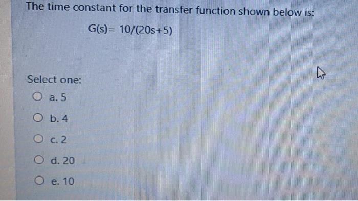 Solved The time constant for the transfer function shown | Chegg.com