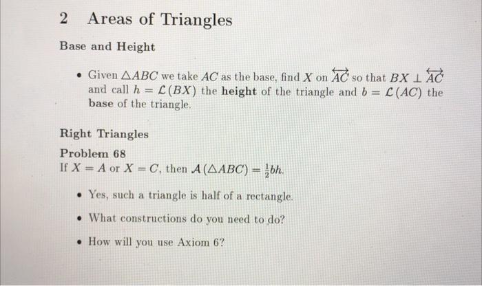Solved 2 Areas of Triangles Base and Height - Given ABC we | Chegg.com