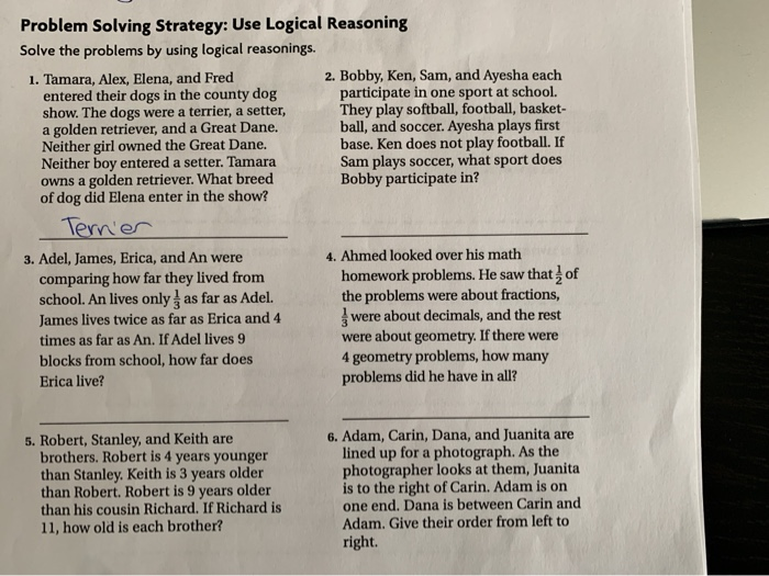 Solved Problem Solving Strategy: Use Logical Reasoning Solve | Chegg.com