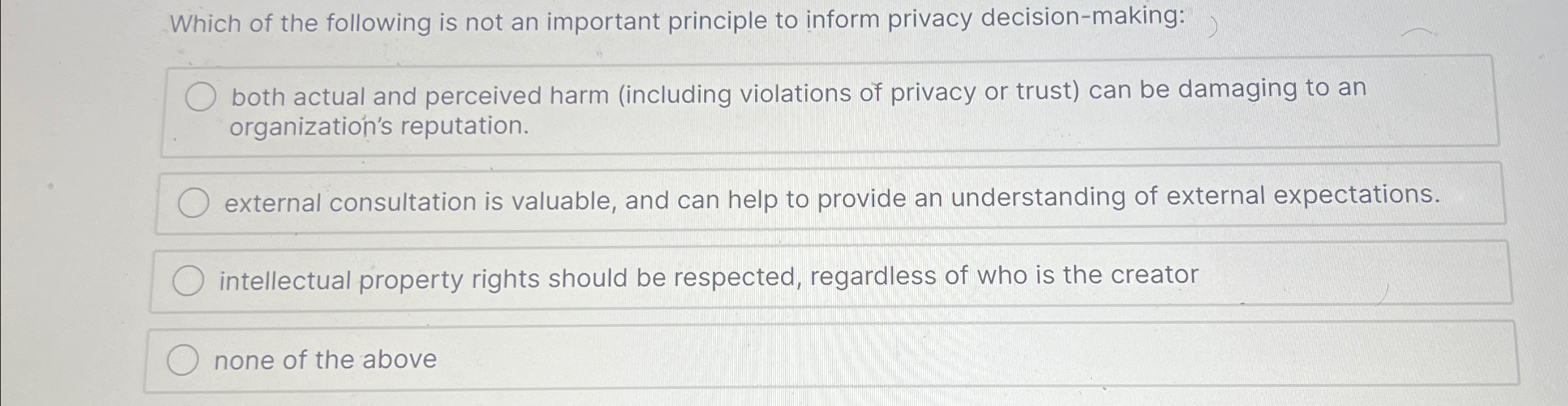 Solved Which of the following is not an important principle | Chegg.com