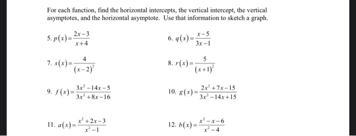 Solved For each function, find the horizontal intercepts, | Chegg.com