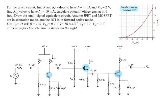 Solved For the given circuit, find R and RC values to have | Chegg.com