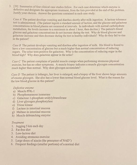 Solved 3. [20] Summaries of four clinical case studies | Chegg.com