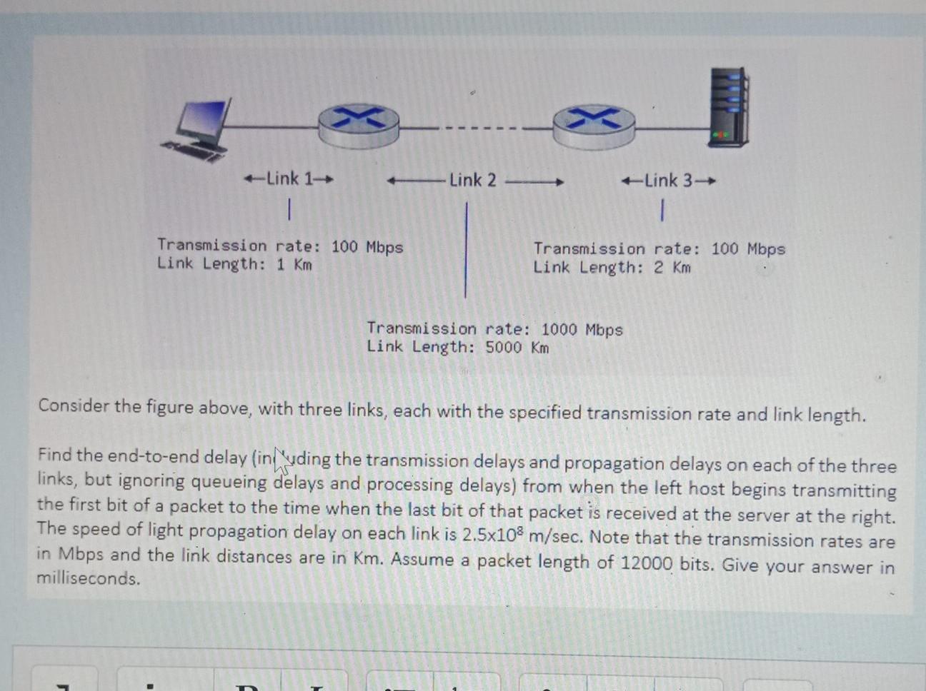 Solved Link 1 Link 2 Link 3- 1 Transmission rate: 100 Mbps | Chegg.com