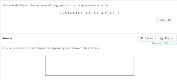 Solved Calculate The Five Number Summary Of The Given Data