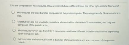 Solved Cila are composed of microtubules. How are | Chegg.com