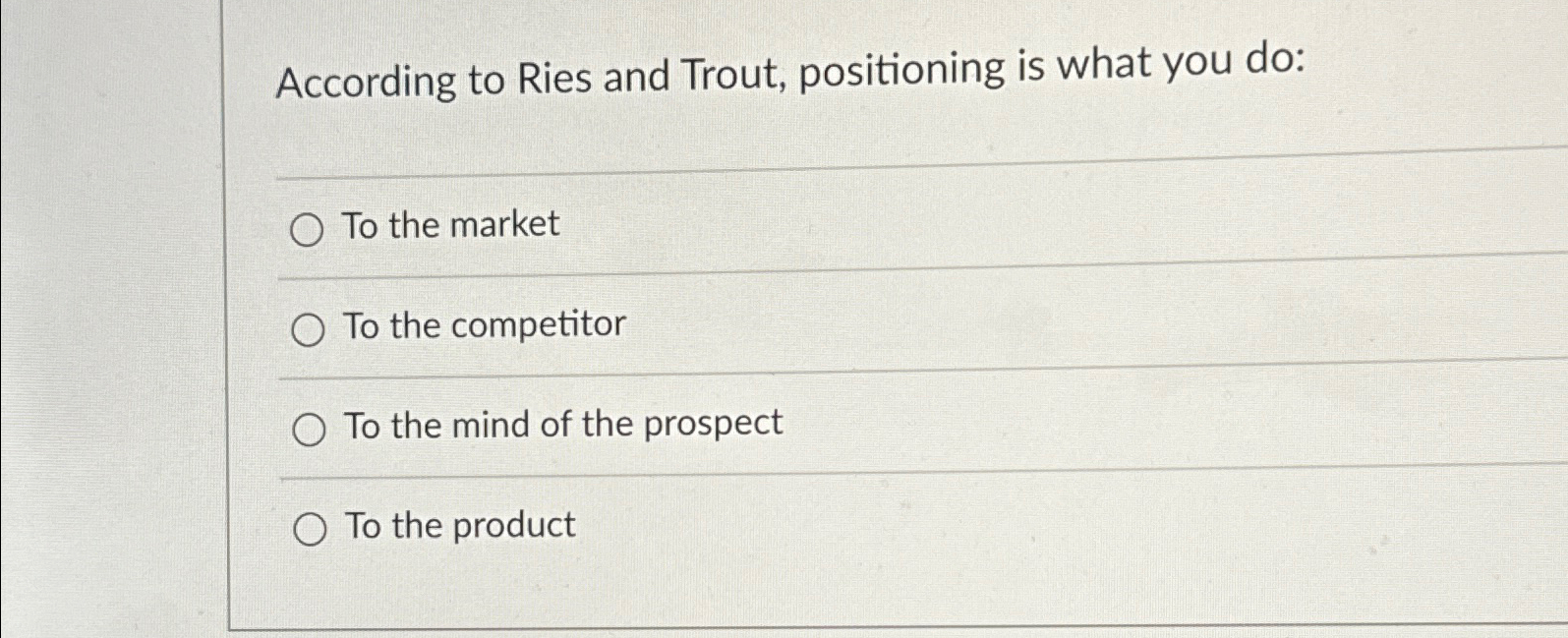 Solved According to Ries and Trout, positioning is what you | Chegg.com