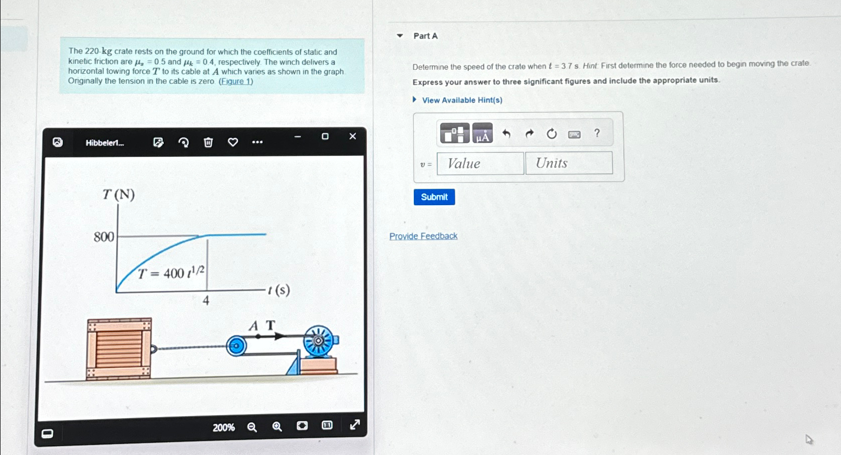 Solved The 220-kg ﻿crate rests on the ground for which the | Chegg.com