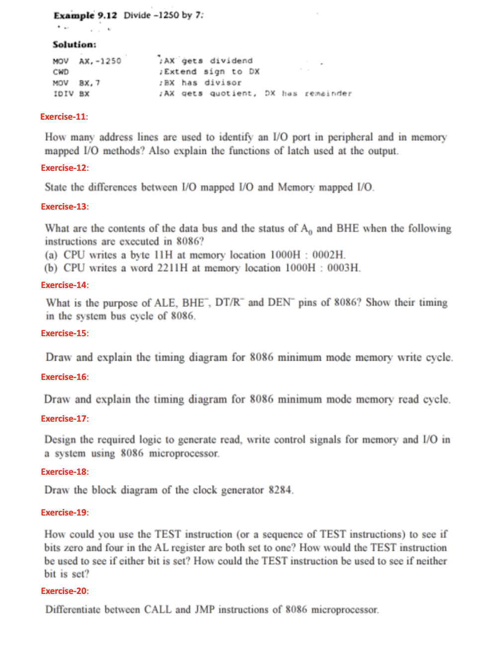 Example 9.12 ﻿Divide -1250 ﻿by 7 | Chegg.com
