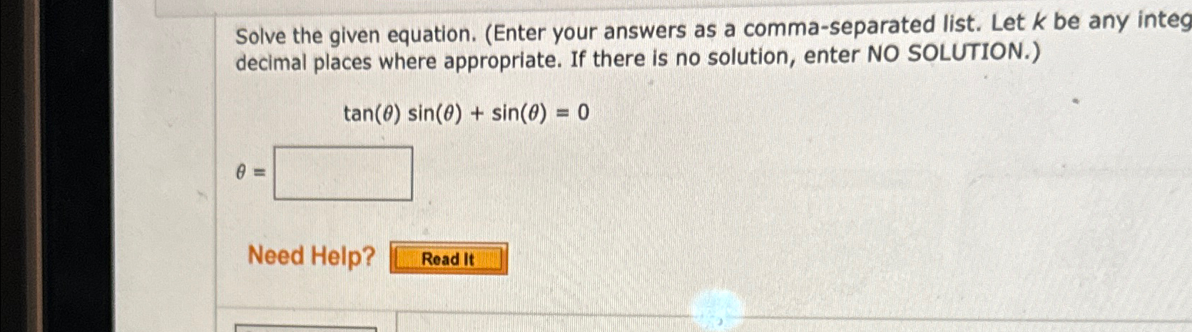 Solved Solve the given equation. (Enter your answers as a | Chegg.com
