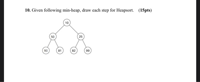 Solved 10. Given following min-heap, draw each step for | Chegg.com