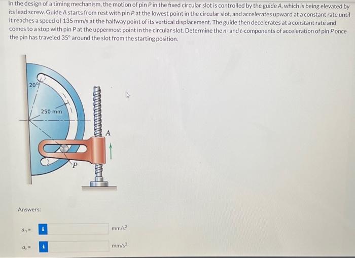 Solved In the design of a timing mechanism, the motion of | Chegg.com