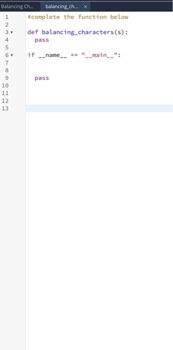 Solved 1. Balancing Characters Given a string s containing | Chegg.com