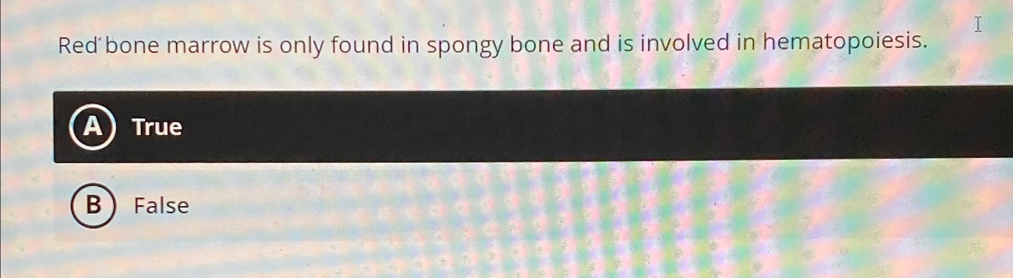 Solved Red'bone marrow is only found in spongy bone and is | Chegg.com