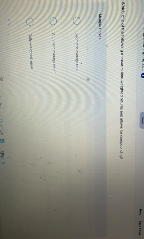 Solved Which one of the following measures time-weighted | Chegg.com