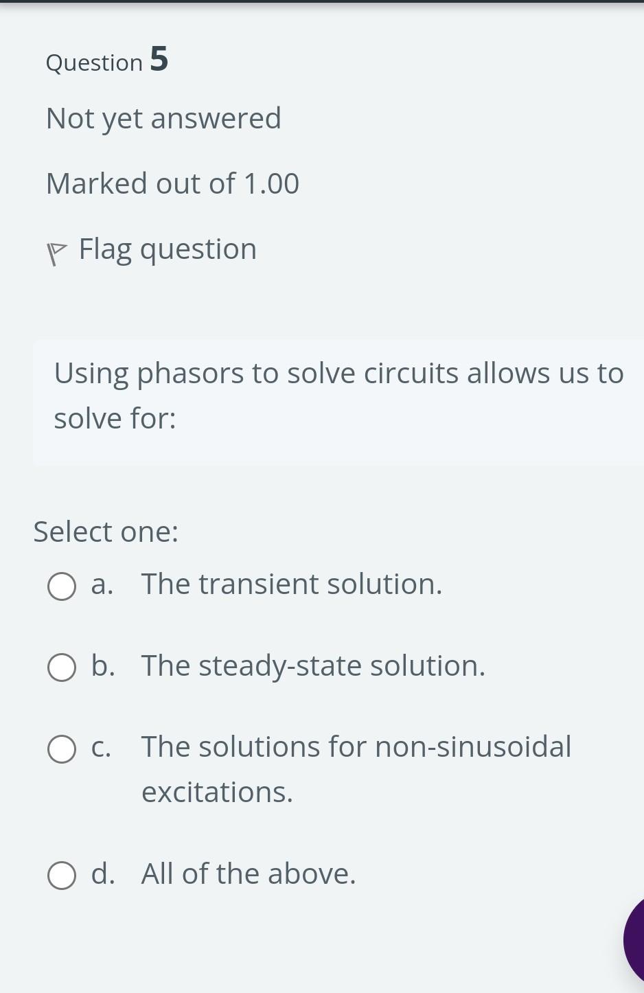 Solved Question 5 Not yet answered Marked out of 1.00 Flag | Chegg.com