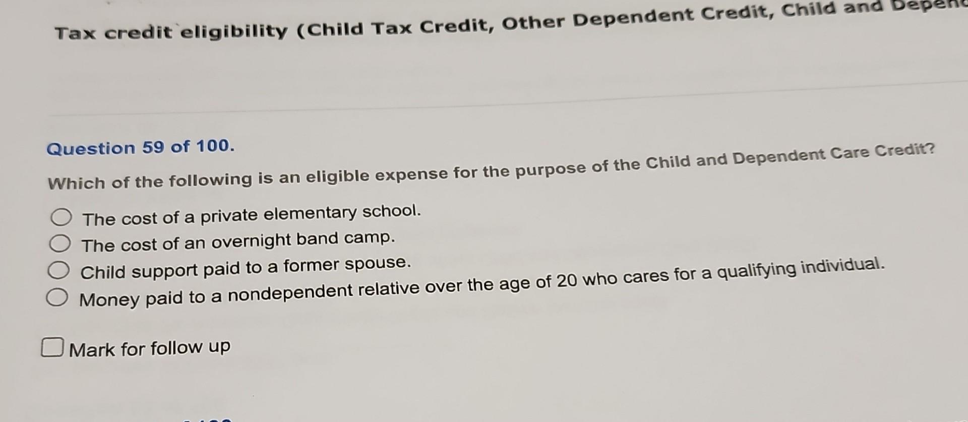 Solved Tax credit eligibility (Child Tax Credit, Other | Chegg.com