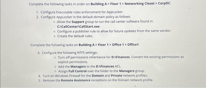 Solved Complete the following tasks in order on Building A > | Chegg.com