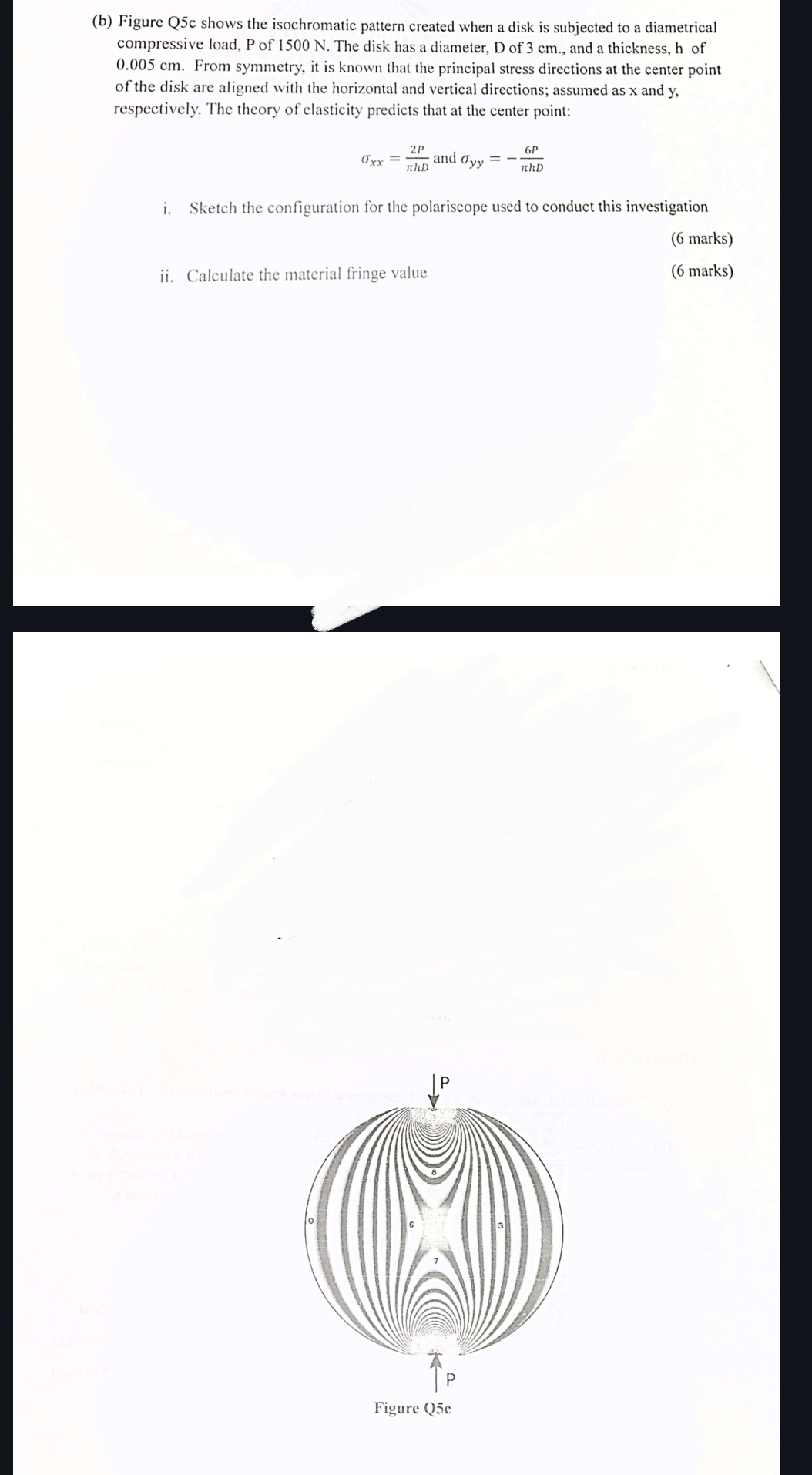 Solved (b) ﻿Figure Q5c shows the isochromatic pattern | Chegg.com