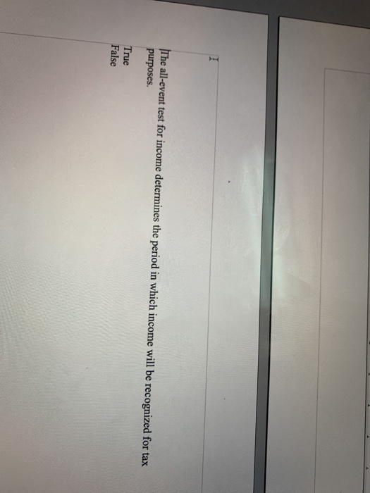 Solved The all-event test for income determines the period | Chegg.com