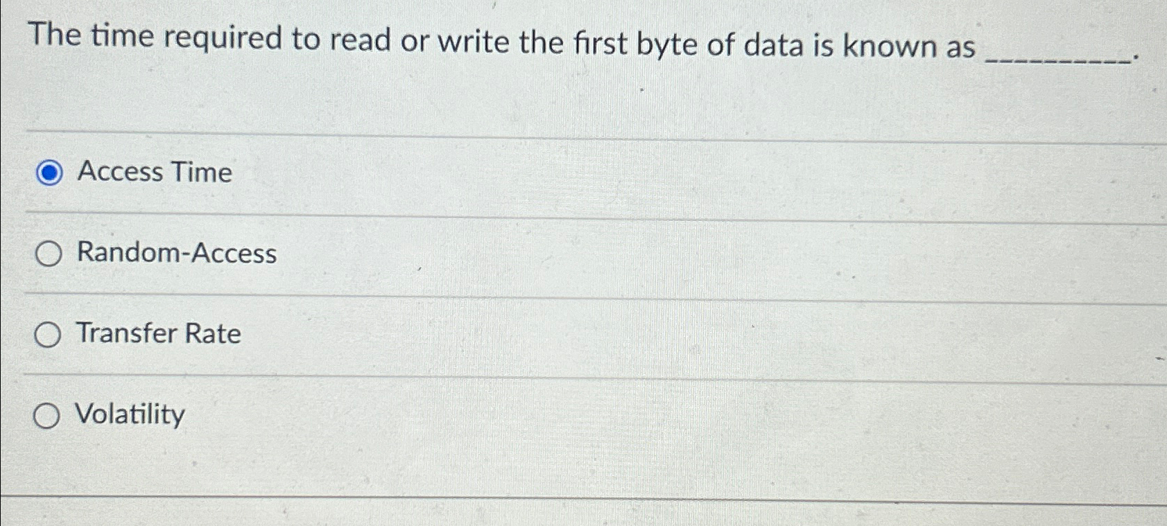 Solved The time required to read or write the first byte of | Chegg.com