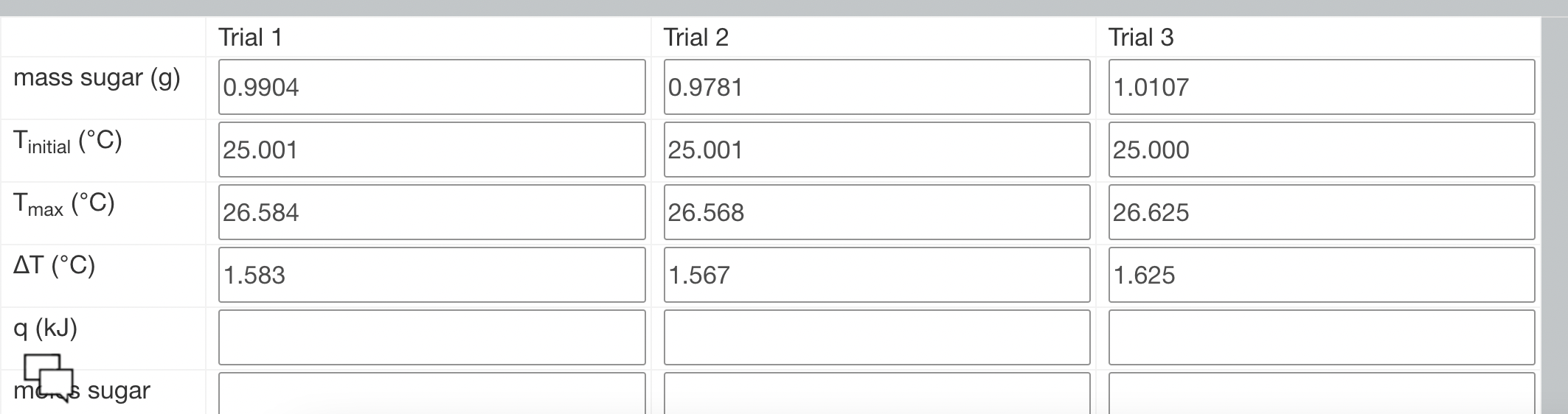 net heat transfer, q, ﻿from each trial using the | Chegg.com