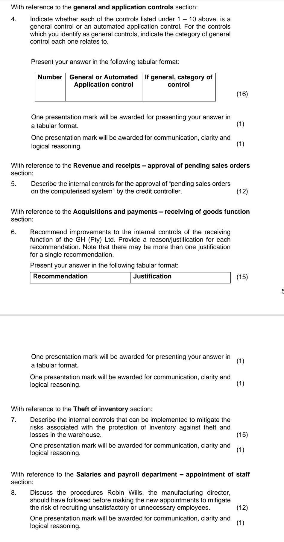 Solved PART B - OTHER MATTERS General and application | Chegg.com