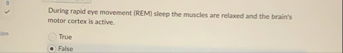 Solved During rapid eye movement (REM) ﻿sleep the muscles | Chegg.com