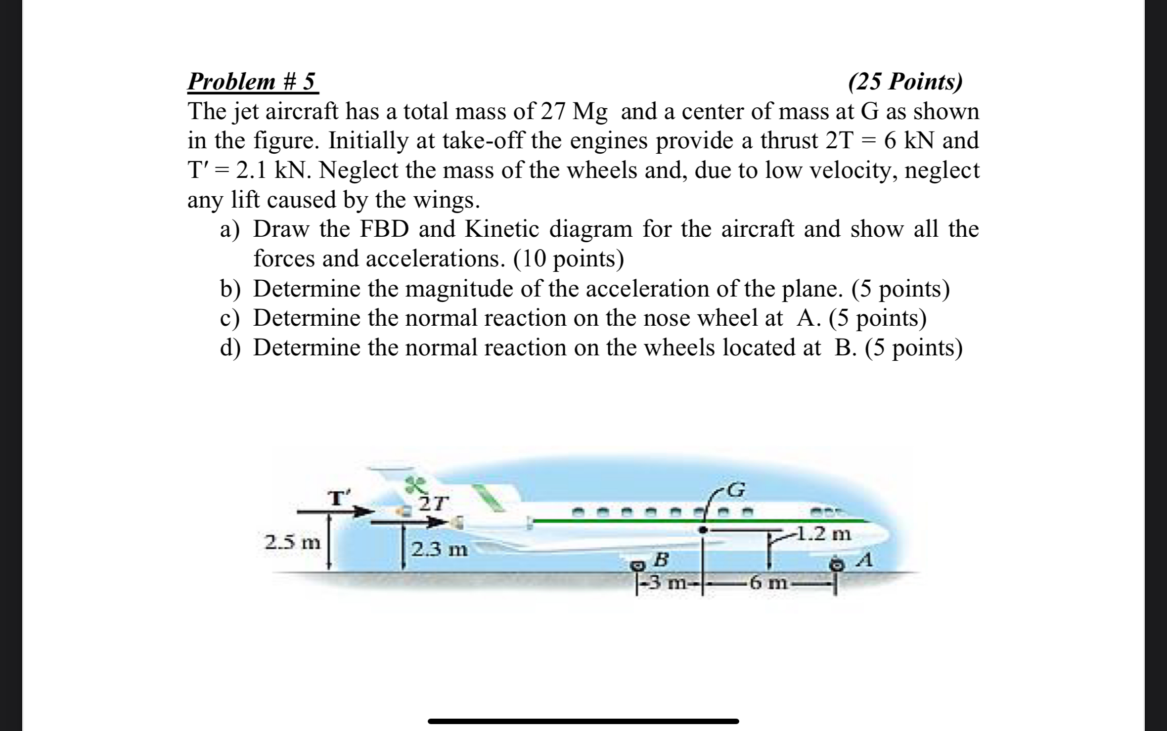 Solved Problem # 5(25 ﻿Points)The jet aircraft has a total | Chegg.com