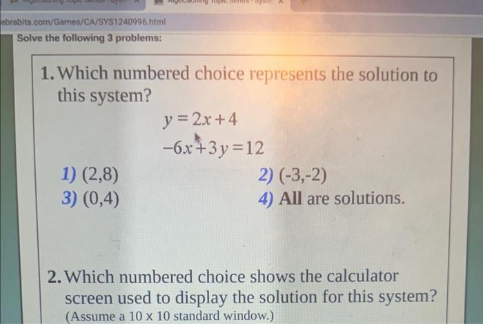 Solved 1. Which numbered choice represents the solution to | Chegg.com